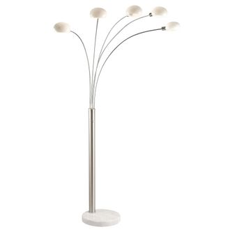 Globo Lighting Standlampe Stehleuchte dimmbar Glas Strahler Dimmer Stehlampe Wohnzimmer Modern, Marmorsockel, 5x E14, LxBxH 110 x 140 x 210 cm