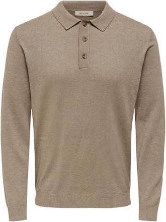 Only & Sons Onsloui Reg 12 Ls Mel Polo Knit, Desert Taupe, L