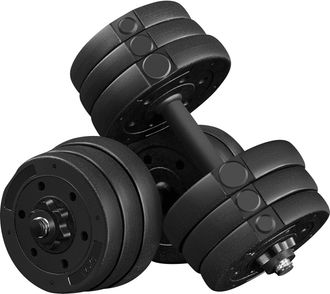 Yaheetech Hantelset 20 KG Kurzhanteln Gewichtverstellbar Hantel mit Sternverschlüsse Fitness Gymnastik Hanteln für Krafttraining Zuhause/Fitnessstudio