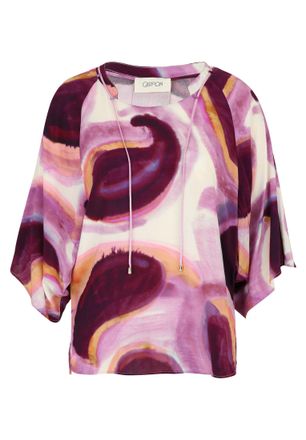 Cartoon Damen Casual-Bluse mit Muster 36, Wei&szlig;/Violett