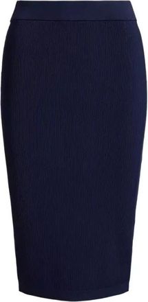 Ralph Lauren Femme, Jupes, Bleu, Taille: 38 FR Jupe midi crayon en maille c&ocirc;tel&eacute;e