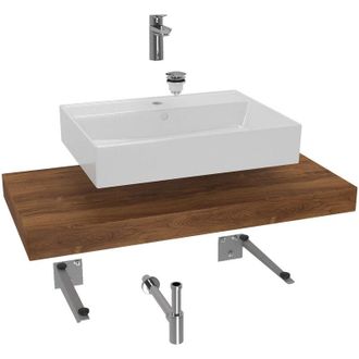 Puma Naturel Grohe Badezimmerset mit Dolce Waschbecken 100x8x50 cm Charleston Eiche KSETDO14