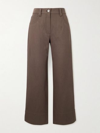 Brunello Cucinelli Jean Droit Raccourci À Perles - Marron