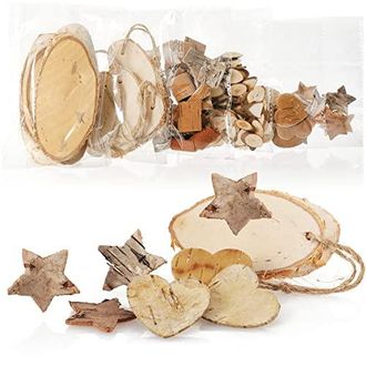 Com-Four D&eacute;coration de No&euml;l - Disques en Bois et &eacute;corce darbre pour bricoler - D&eacute;corations de No&euml;l &agrave; Disperser - Kit de Bricolage - d&eacute;coration de Table (6X Sac