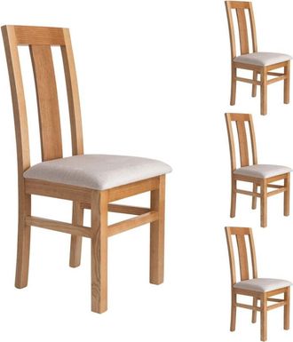 M&S Collection M&s - Lot de 4 chaises en hêtre chêne clair assise tissu beige - martha