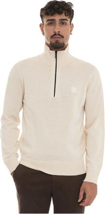 HUGO BOSS Homme, Pulls, Beige, Taille: XL Pull &agrave; Demi-Zip Coton &Eacute;lasthanne