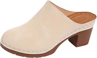 Generic Mules et Sabots Femme &agrave; Talon Bloc Bout Ferm&eacute; Bout Rond R&eacute;tro Sandales Pantoufles L&eacute;g&egrave;res Confortable Chaussures D&eacute;contract&eacute;e pour Printemps Et &Eacute;t&eacute; 42