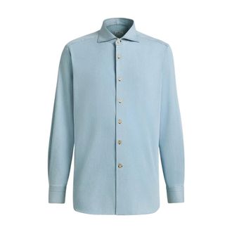 Kiton L&auml;ssiges Denim-Hemd mit gespreiztem Kragen - - Shirts - Herren - Blau - 2XL