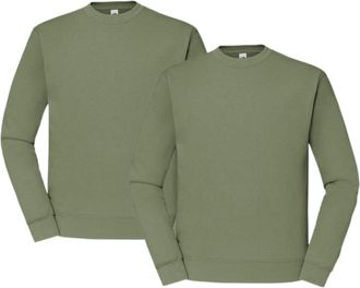 Fruit Of The Loom 2er Herren Sweatshirt Classic Set In Sweat M L XL XXL 3XL 4XL 5XL| Oeko-Tex Zertifiziert |Verschiedene Farbsets & HLKauf-Block(2X Olive & 1x HLKauf-Bl