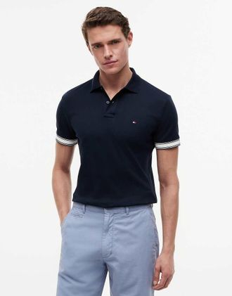 Tommy Hilfiger Flie&szlig;endes Slim-Fit-Polohemd aus Baumwolle in Dunkelblau