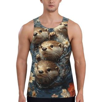 Generic D&eacute;bardeur respirant &agrave; s&eacute;chage rapide sans manches pour homme pour entra&icirc;nement &agrave; la plage S &agrave; 4XL, Loutre mignonne 11, 4XL