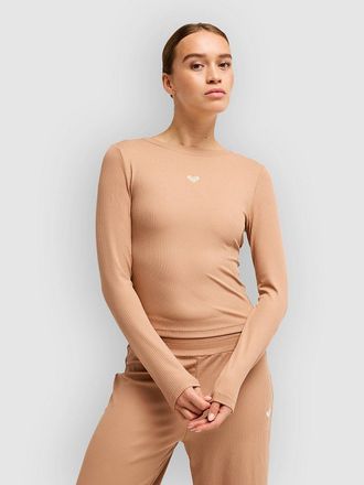 Roxy Rise & Vibe Rib Crossed Backls T-Shirt cafe au lait