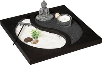 Atmosphera Atmosphera - Zen-Garten - Holz - schwarz - 23-5x7-5 cm - Schwarz
