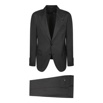 Lardini Herringbone Fabric Suit - - Suits - Herren - Braun - L