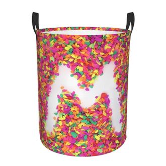 Generic Bunter Steinbuchstabe M Korb W&auml;sche Rund Korb Aufbewahrung Stehender W&auml;schetonne F&uuml;r Lagerung Kuscheltier W&auml;schekammer