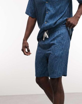 Parlez Clothing Wake - Short densemble &agrave; motif g&eacute;om&eacute;trique - Bleu moyen