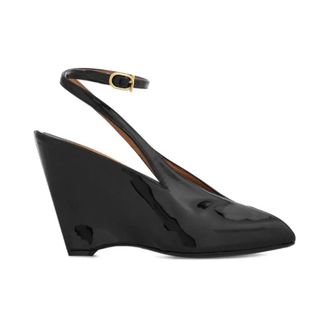Ferragamo Peep Toe Keilsandalette - - Shoes - Damen - Schwarzk - 37 1/2 EU