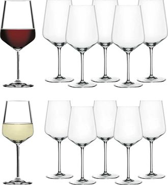 Spiegelau 12-teiliges Stielgl&auml;ser-Set, Kristallglas, Rotweingl&auml;ser 630 ml und Wei&szlig;weingl&auml;ser 440 ml, Style, 4670194