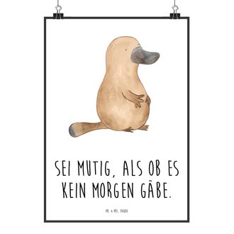 Mr. & Mrs. Panda Bild Schnabeltier Mut DIN A3 - Geschenk, Arbeit, drucke, Raodtrip, mutig, kunst für die wand, Lebensweisheit, Training, Motivation, wanddeko, Poster, 