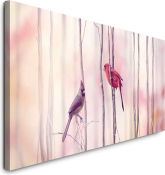 Paul Sinus Art GmbH V&ouml;gel auf &Auml;sten 120x 50cm Panorama Leinwand Bild XXL Format Wandbilder Wohnzimmer Wohnung Deko Kunstdrucke