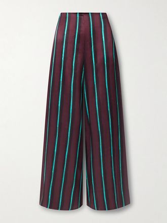 Roksanda Ilincic Pantalon Large En Satin De Soie À Rayures Arneau - Multicolore