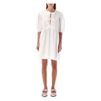 Ganni Femme, Robes, Blanc, Taille: 38 FR Tie String Popeline Dress
