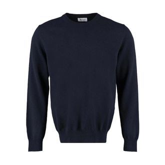 THE (ALPHABET) Klassischer Rundhals-Kaschmirpullover - - Knitwear - Herren - Blau - 2XL