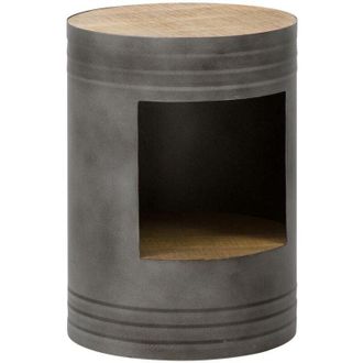 Made In Meubles Table de chevet en m&eacute;tal gris Locker