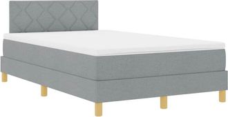 vidaXL Boxspringbett mit Matratze Hellgrau 120 x 200 cm Stoff Vidaxl