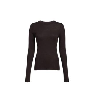 Saison 1865 Pull uni &agrave; col rond en laine