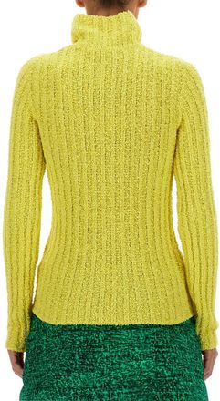 Moncler Zipper-Collar Jersey Sweater - Yellow