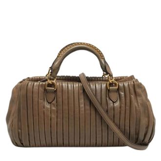 Miu Miu Sac &agrave; main en cuir Pre-owned - Femme - Pre-owned - Brun - Taille: ONE Size