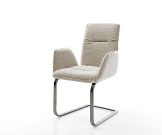 DELIFE Freischwinger Vinja-Flex Webstoff Soft Beige Freischwinger flach Graphit, Esszimmerst&uuml;hle