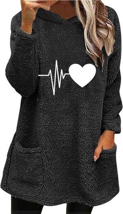 Generic Sweat à capuche décontracté à manches longues pour femme - Double velours - Automne et hiver - Grand profil - Manches longues - Décontracté - Chaud à 