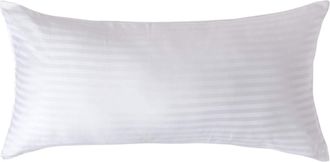 Homescapes 4er-Set Damast Kissenbezug 40x80 cm weiß mit Satin-Streifen & Reißverschluss, 100% ägyptische Baumwolle, Fadendichte 330