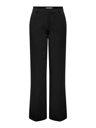 Only Onlhattie-Lana Hw W Mel Pantalon TLR pour Femme avec Jambe Large, Coupe Droite cintr&eacute;e et Taille Haute, Noir, 38W / 32L