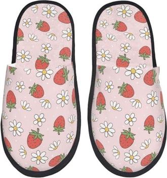 Generic Chaussures De Maison Strawberry Florals Print Shoes Duveteux Fuzzy Pantoufles Outdoor Pantoufles Pour Spa Chambre &Agrave; Coucher Hiver L