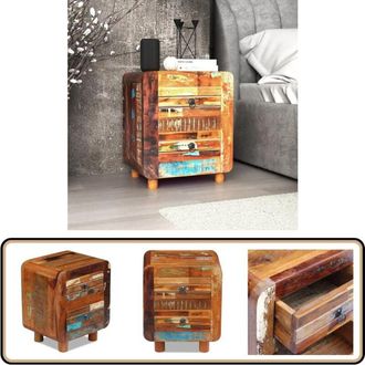 vidaXL Nachttisch Altholz Massiv 43x33x51 cm - Holz Nachttisch - Vintage Nachttisch - Altholz Tisch - Handgefertigter Nachttisch - Schreibtisch