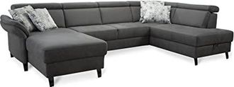Cavadore Cavadore Wohnlandschaft Ammerland mit Federkern, Schlafsofa mit Longchair links und Ottomane rechts, inkl. Kopfteilverstellung, 317 x 84 x 193, ledero