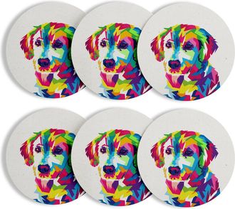 Fabulous Untersetzer aus rundem Kork - Labrador Welpe f&uuml;r Babys, Hund, mehrfarbig, niedlich, 6 St&uuml;ck (95 x 95 mm)