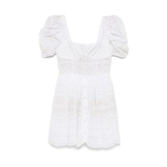 Charo Ruiz Ibiza Femme, Robes, Blanc, Taille: 42 FR Robe Beige Broderie Anglaise Col Carré