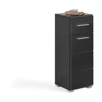 ebuy24 Ebuy24 - Linus Badschrank 1 T&uuml;r, 1 Schublade Hochglanz schwarz,schwarz