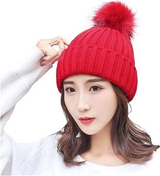 Generic Bonnet Femme Hiver Bonnet Femme Chapeau Femme Hiver Confortable Classique - Laine C&acirc;bl&eacute;e Doubl&eacute; Polaire, &Eacute;pais Et Confortable, Protection Thermique Op