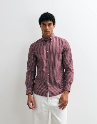 Tommy Hilfiger Popeline-Hemd in Rot gestreift