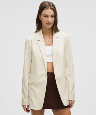lululemon Twill-Blazer im Relaxed Fit f&uuml;r Frauen - Gr&ouml;&szlig;e XL in Light Ivory
