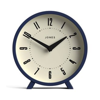 Jones Clocks Venus schreibtischuhr | Modernes rundes Design | Blau | Stilvoller retrolook für Regal, Tisch, kaminsims oder nachttisch