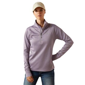 Ariat Womens Team EQ 1/2 Zip Pullover Top Long Sleeve in Purple Ash, Size 2X-Large, by Ariat
