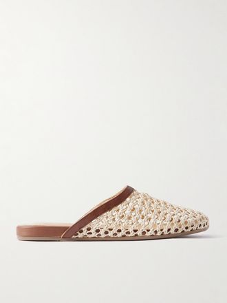 Ancient Greek Sandals The Slipper Slippers Aus Raffiabast Mit Lederbes&auml;tzen - Neutral