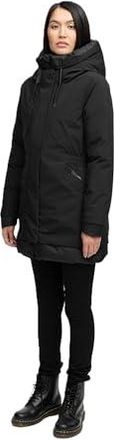 Navahoo Veste dhiver pour femme (S-3XL) - Capuche avec cordon de serrage - Structure en partie en nid dabeille - N108, Noir, M