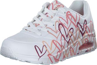 Skechers Herren Low-Top Sneaker BOBS Squad Chaos Prism Bold, M&auml;nner Sneakers,schn&uuml;rschuhe,atmungsaktiv,Halbschuhe,Wei&szlig; WCRL,39 EU